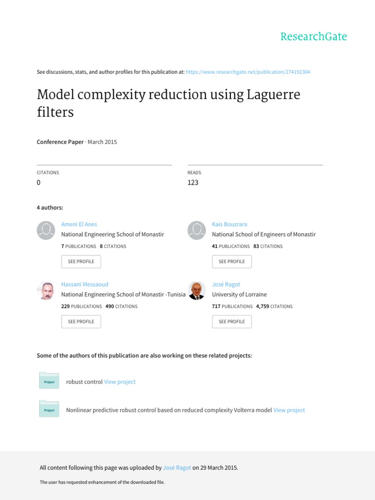 Model Complexity Reduction Using Laguerre Filters | PDF | Function (Mathematics) | Fourier Transform