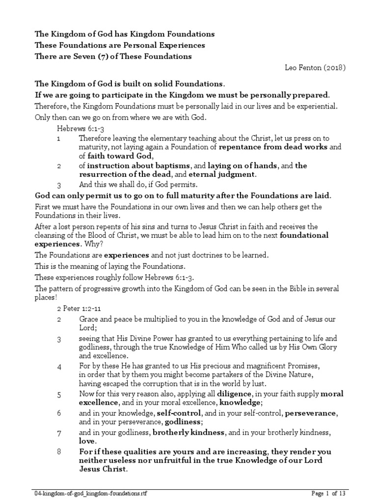 04 Kingdom of God - Kingdom Foundations | PDF | Jesus | Anointing