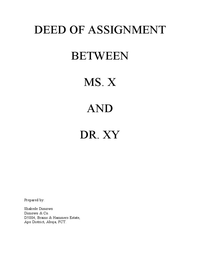 Draft Deed of Assignment | PDF | Assignment (Law) | Natural Resources Law