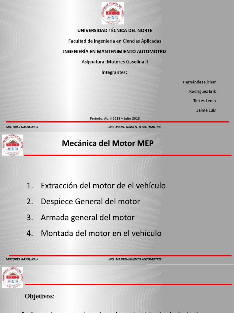 Exposicion de Motores - Montaje y Desmontaje Del Motor Mep | PDF ...