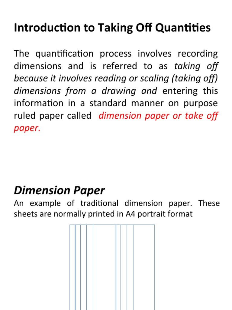 Introduction To Taking Off Quantities Pdf Multiplication Paper