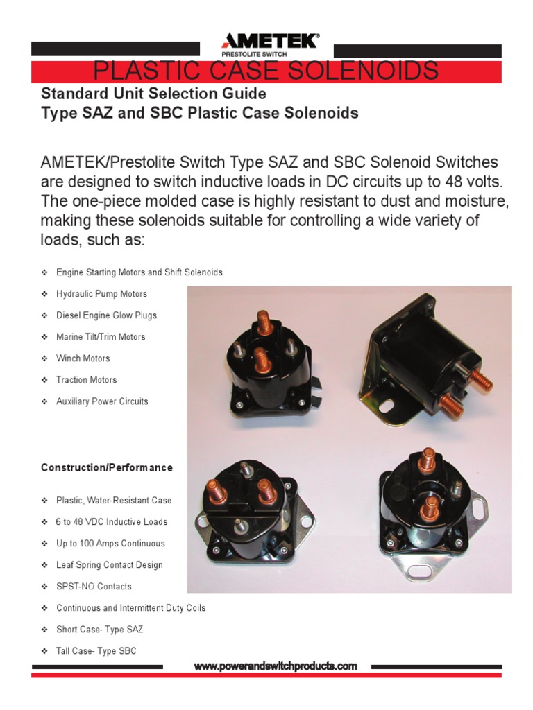 AMETEK SAZ SBC Plastic Case Solenoids | PDF | Switch | Electricity