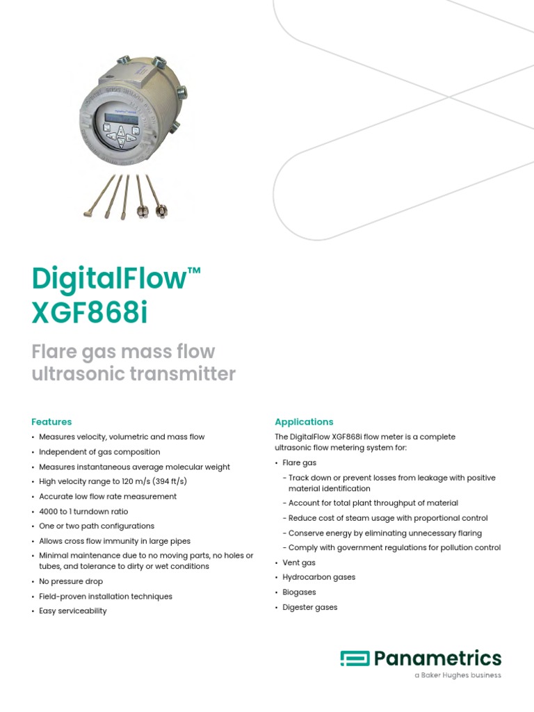 Digitalflow Xgf868I: Flare Gas Mass Flow Ultrasonic Transmitter | PDF ...