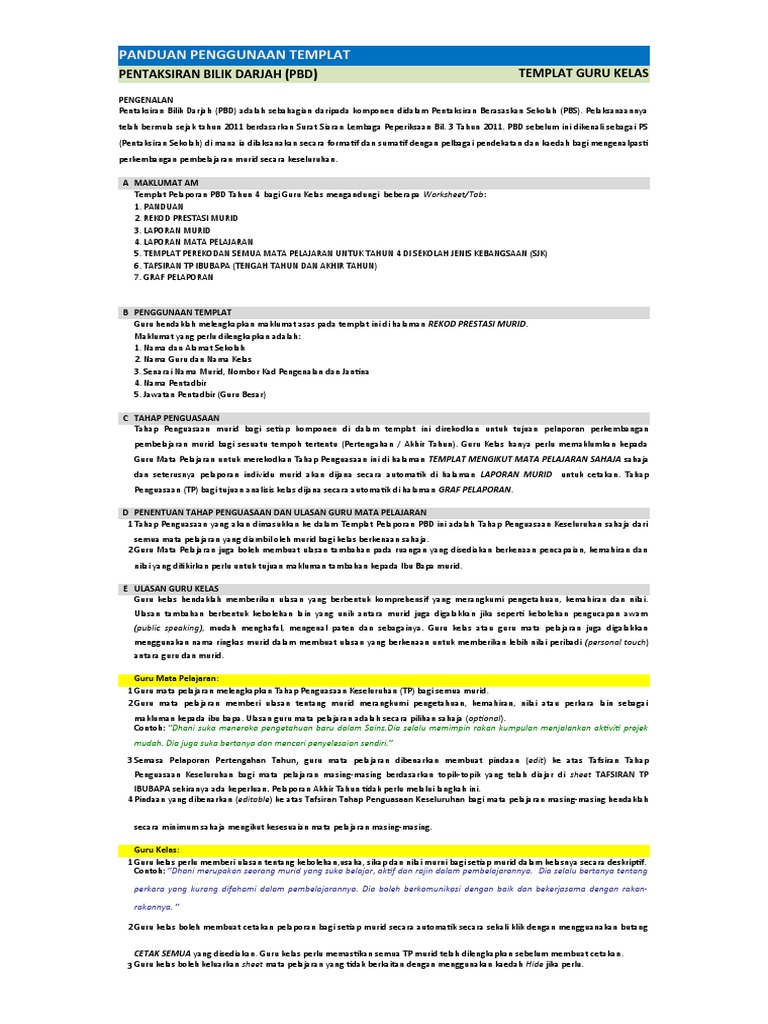 Template Pelaporan PBD Tahun 5 Ihsan22 | PDF