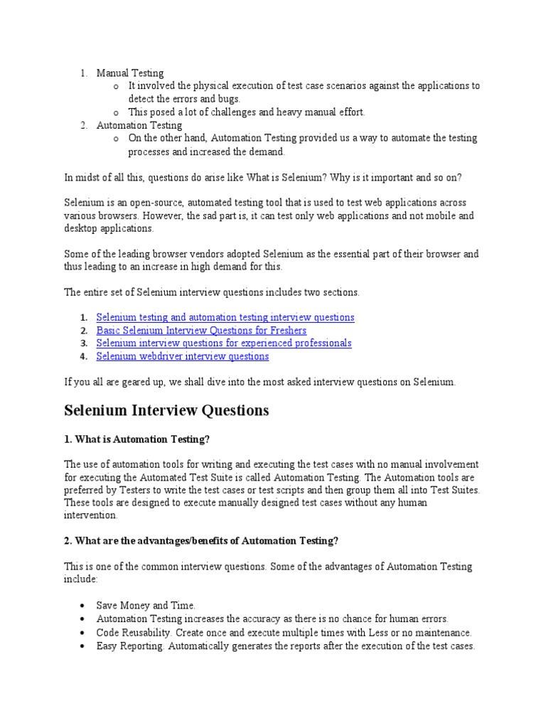 Sel Interview Questions | PDF | Selenium (Software) | Information Age