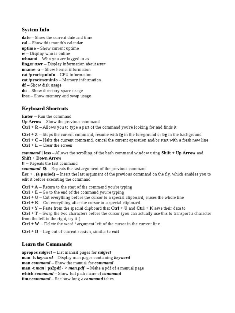 The Ultimate Linux Commands Cheat Sheet A Comprehensive Reference To Common Linux System