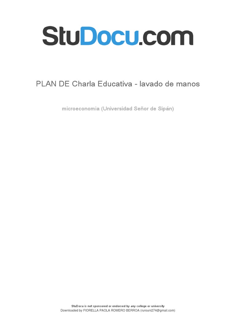 Plan de Charla Educativa Lavado de Manos | PDF | Lavado de manos | Ciencias de la Salud