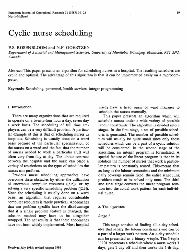 Cyclic Nurse Scheduling | PDF | Linear Programming | Matrix (Mathematics)