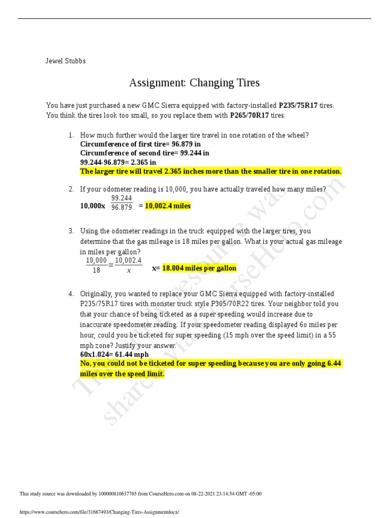 This Study Resource Was: Assignment: Changing Tires | PDF | Vehicle ...