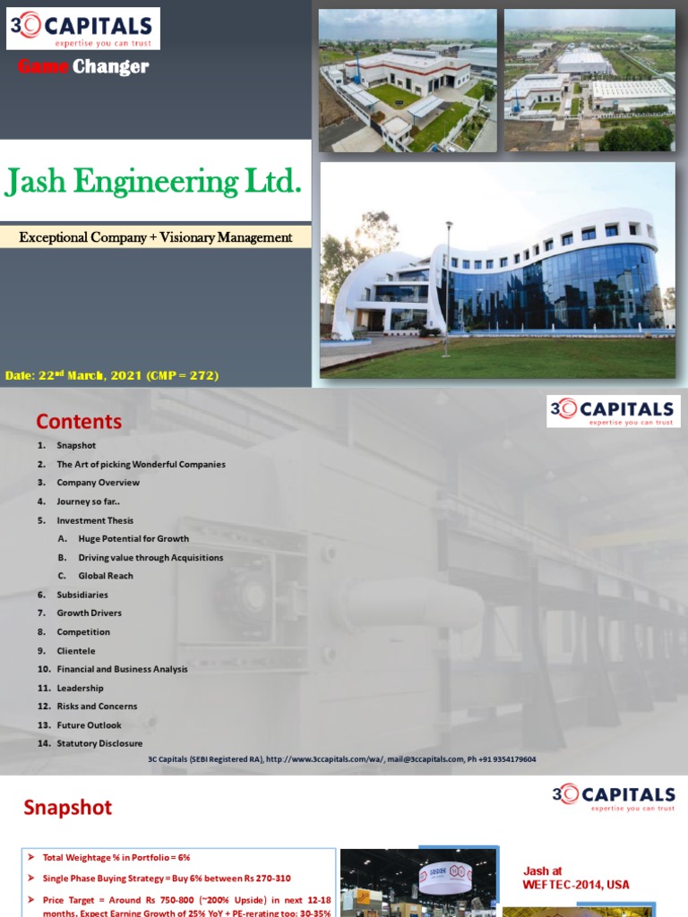 Jash Engineering LTD - Stock Idea - Mar 2021 - 3C Capitals | PDF ...