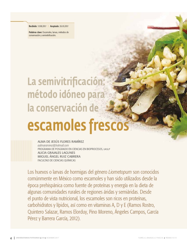 Conservación y propiedades de escamoles | PDF | Alimentos | Agua