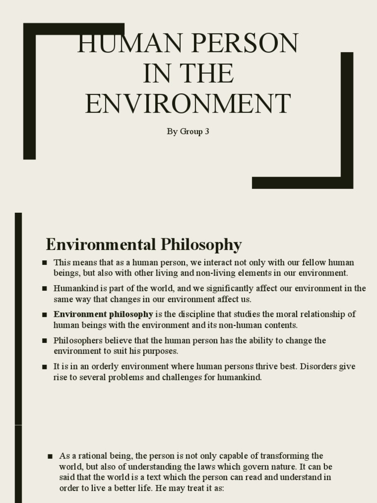 Human Person's Role in Environmental Philosophy | PDF ...