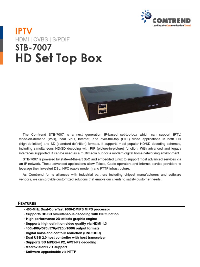 DataSheet | Iptv | Set Top Box