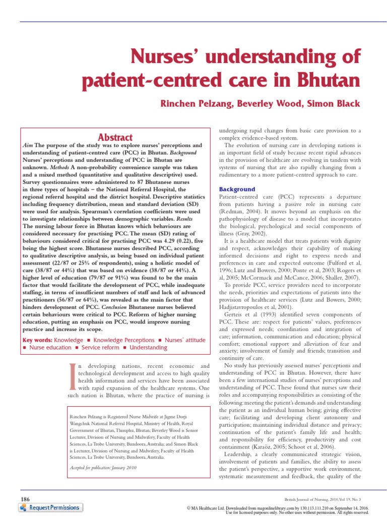 Nurses' Understanding of Patient-Centred Care in Bhutan: Rinchen ...