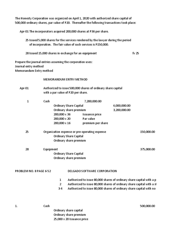 Ordinary Share Issuance Transactions | PDF | Capital Surplus ...