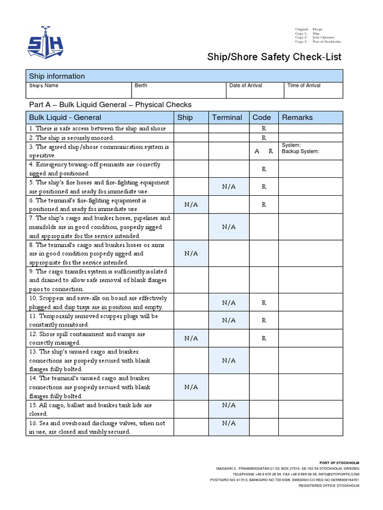 Ship/Shore Safety Check-List | PDF | Oil Tanker | Ships