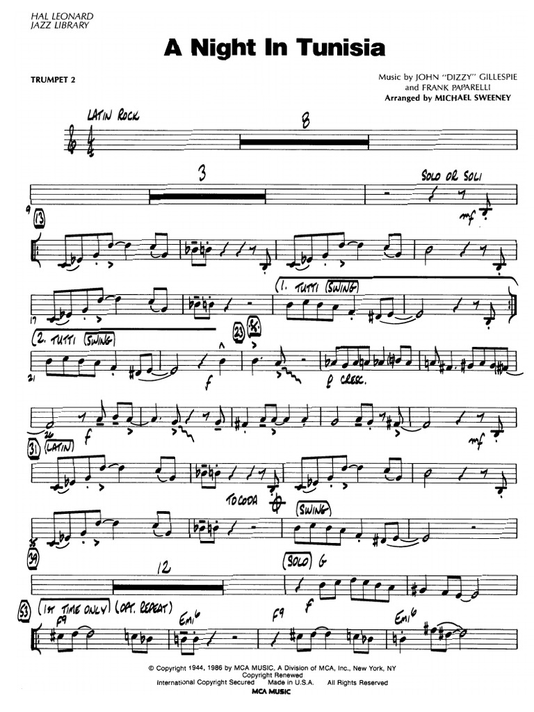 Night in Tunisia Trumpet 2 | PDF