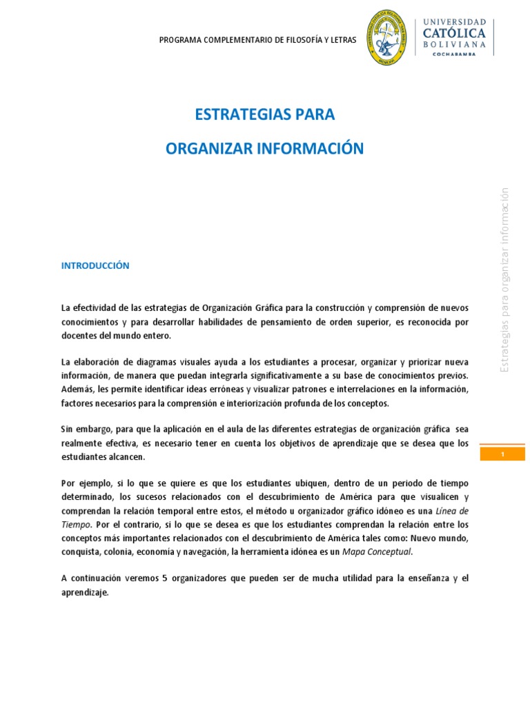 Estrategias para Organizar Informacion | PDF | Aprendizaje | Concepto