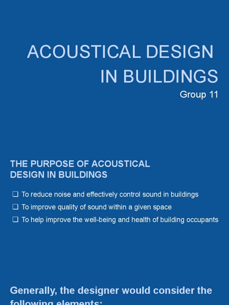 Acoustical Design Principles for Buildings | PDF | Sound | Wall