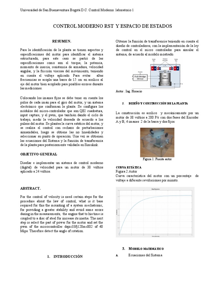 Laboratorio 1 Control Moderno | PDF | Tasas temporales | Ingenieria ...