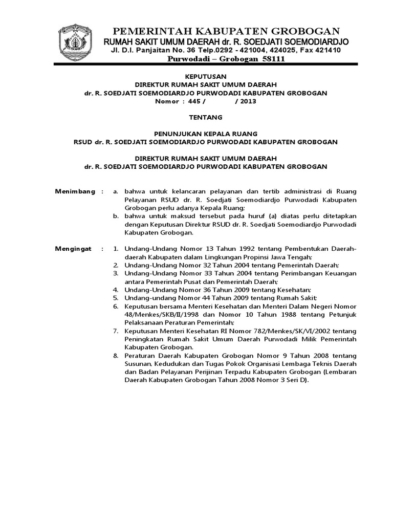 Kep Dir Penunjukan Ka Ruang | PDF