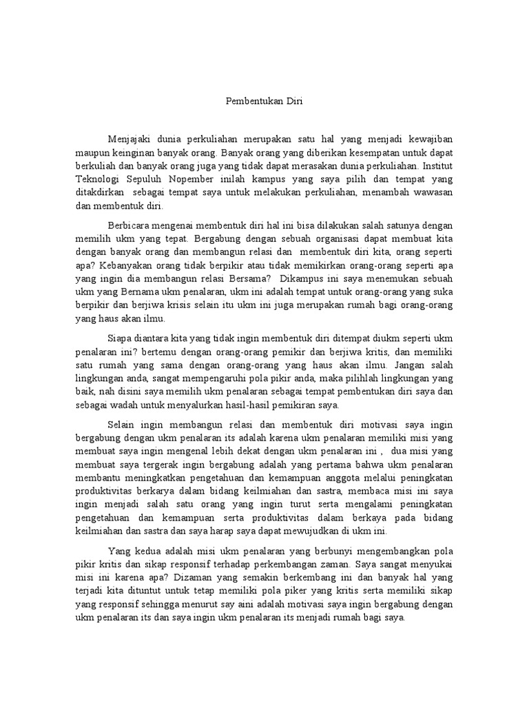 Pembentukan Diri-Essay | PDF