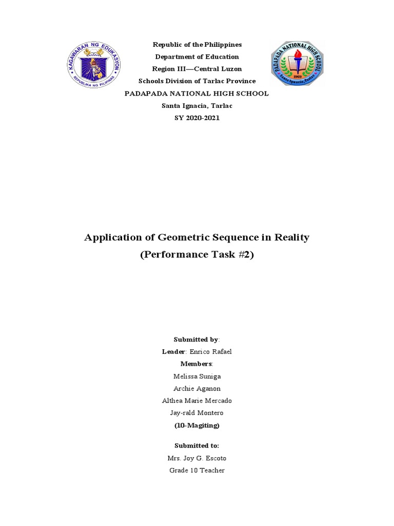 Performance Task 2 Mathematics Pdf Mathematical Concepts