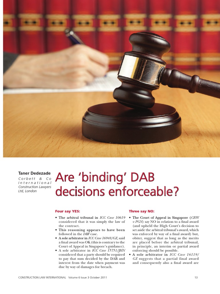 Are Binding' Dab Decisions Enforceable?: Taner Dedezade | PDF ...
