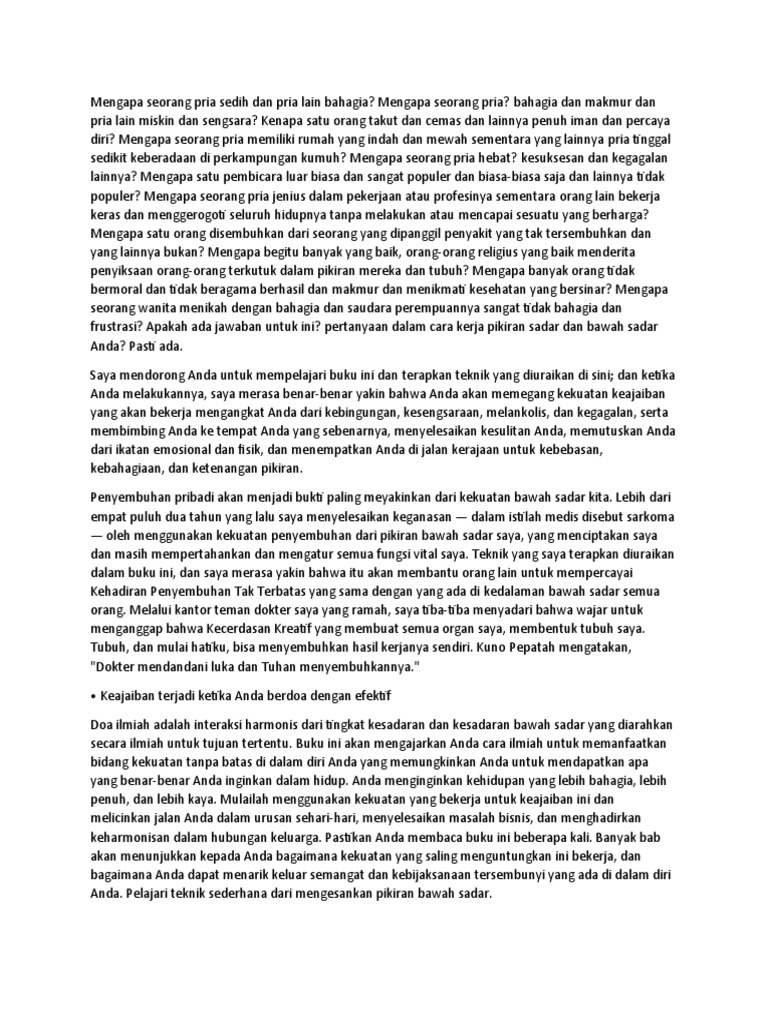 Kekuatan Pikiran Alam Bawah Sadar (Terjemah) | PDF