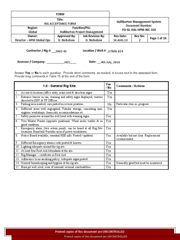 Halliburton Pre-Spud Checklist | PDF | Equipment | Manufactured Goods