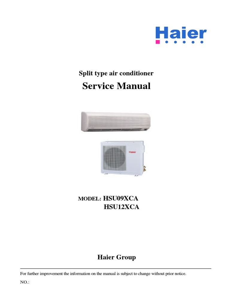 Split Type Air Conditioner Service Manual Master Split Type Air