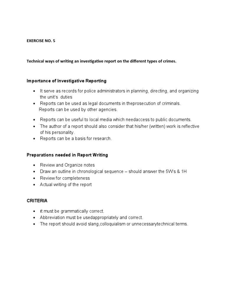 Technical Ways of Writing Investigative Report | PDF | Prosecutor | Police
