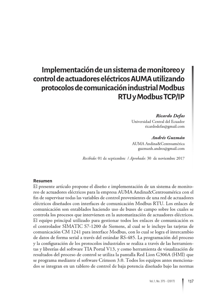 Comunicación Industrial Modbus RTU y Modbus TCP/IP | PDF | Dirección IP ...