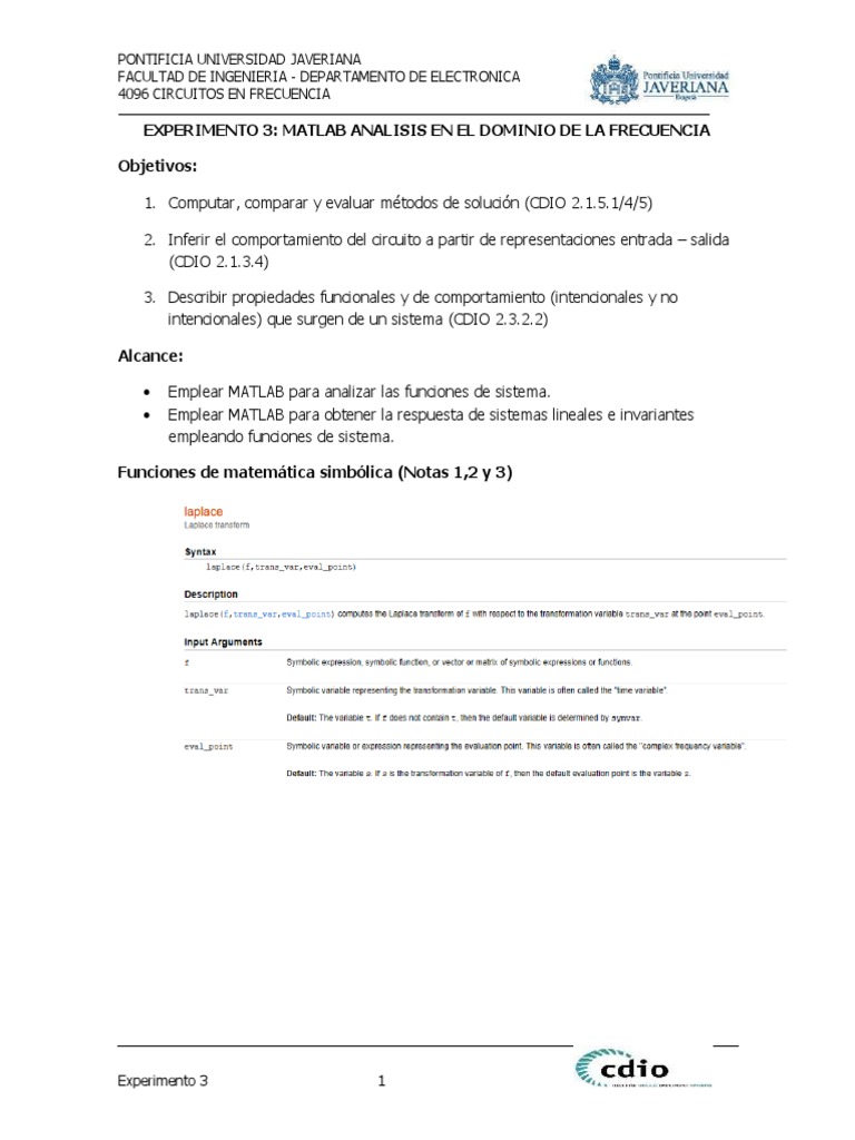 Experimento 3 MATLAB Analisis Frecuencia | PDF | Mathematical Analysis | Mathematical Objects