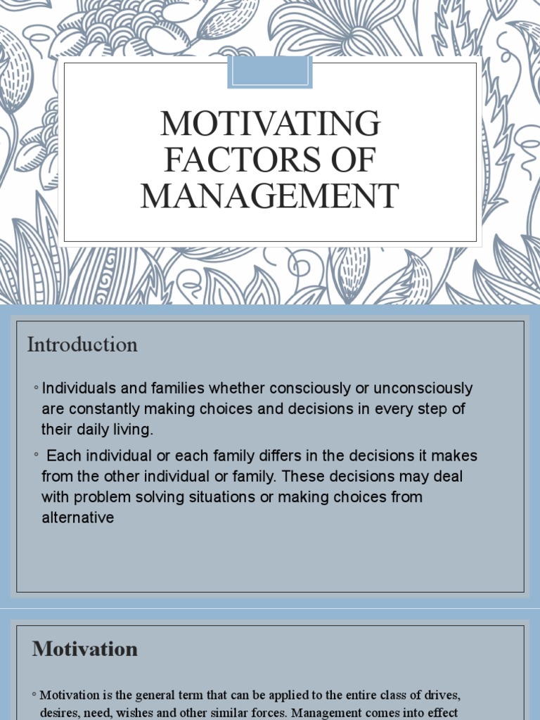 Motivating Factors of Management | PDF | Motivational | Motivation