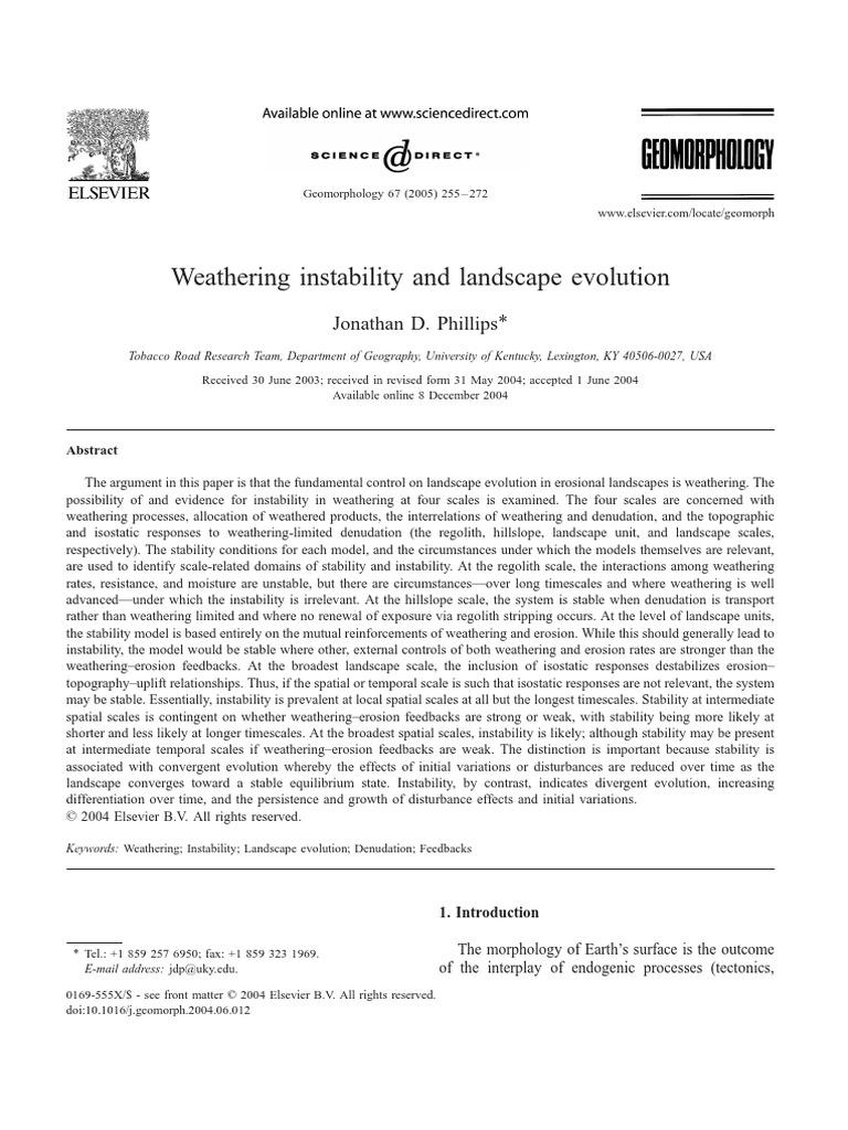 Weathering's Role in Landscape Evolution | PDF | Geomorphology | Erosion