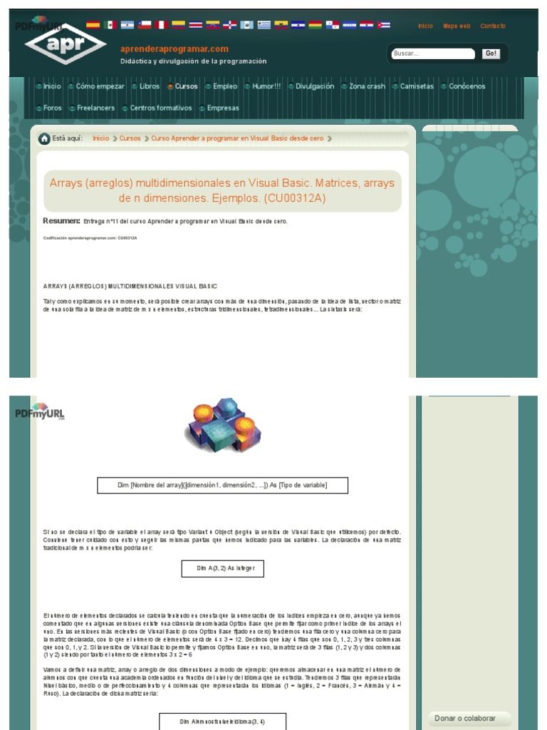 Arrays (Arreglos) Multidimensionales en Visual Basic. Matrices, Arrays de N Dimensiones ...