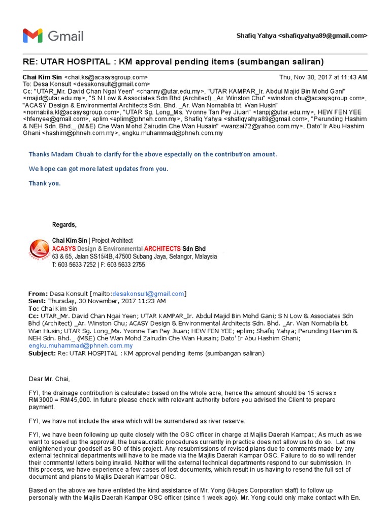 Gmail - RE - UTAR HOSPITAL - KM Approval Pending Items (Sumbangan ...
