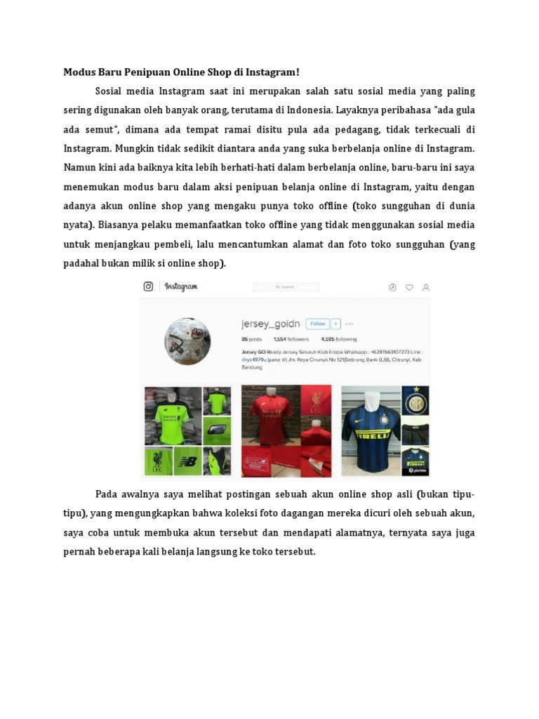 Modus Baru Penipuan Online Shop Di Instagram | PDF