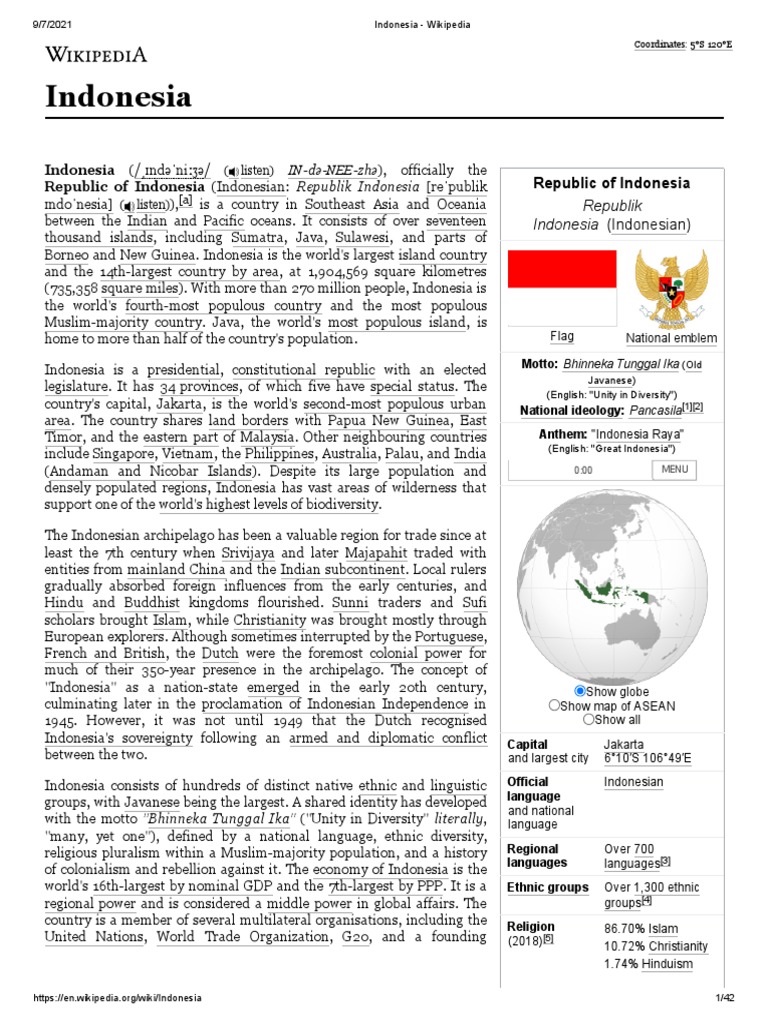 Indonesia - Wikipedia | PDF | Indonesia | Volcano