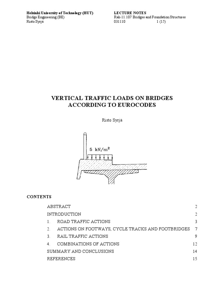 Vertical Traffic Loads On Bridges According To Eurocodes | PDF | Rail ...