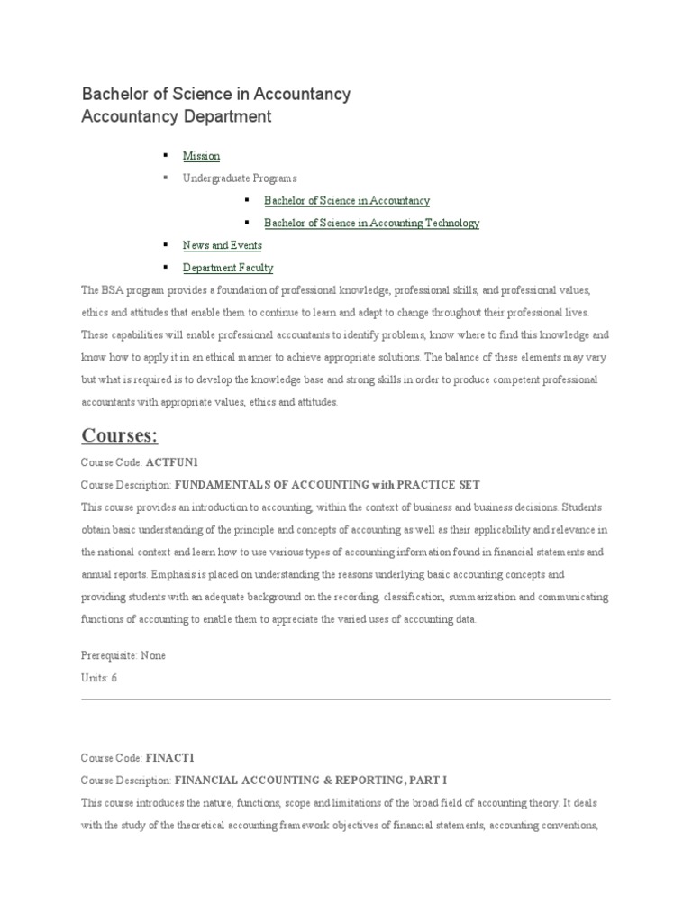 Bachelor of Science in Accountancy Saint Paul | PDF | Audit | Accounting