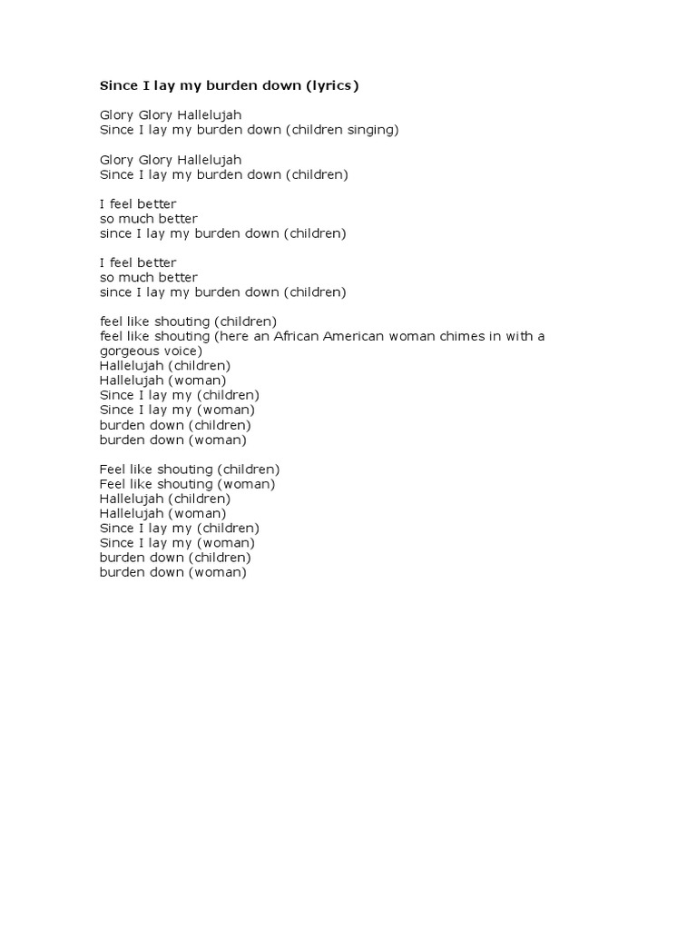 Since I Lay My Burden Down (Lyrics) | PDF