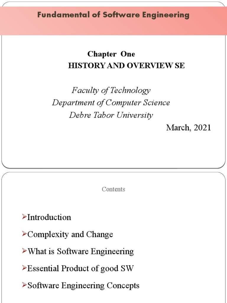 Fundamental of Software Engineering: Faculty of Technology Department of Computer Science Debre ...