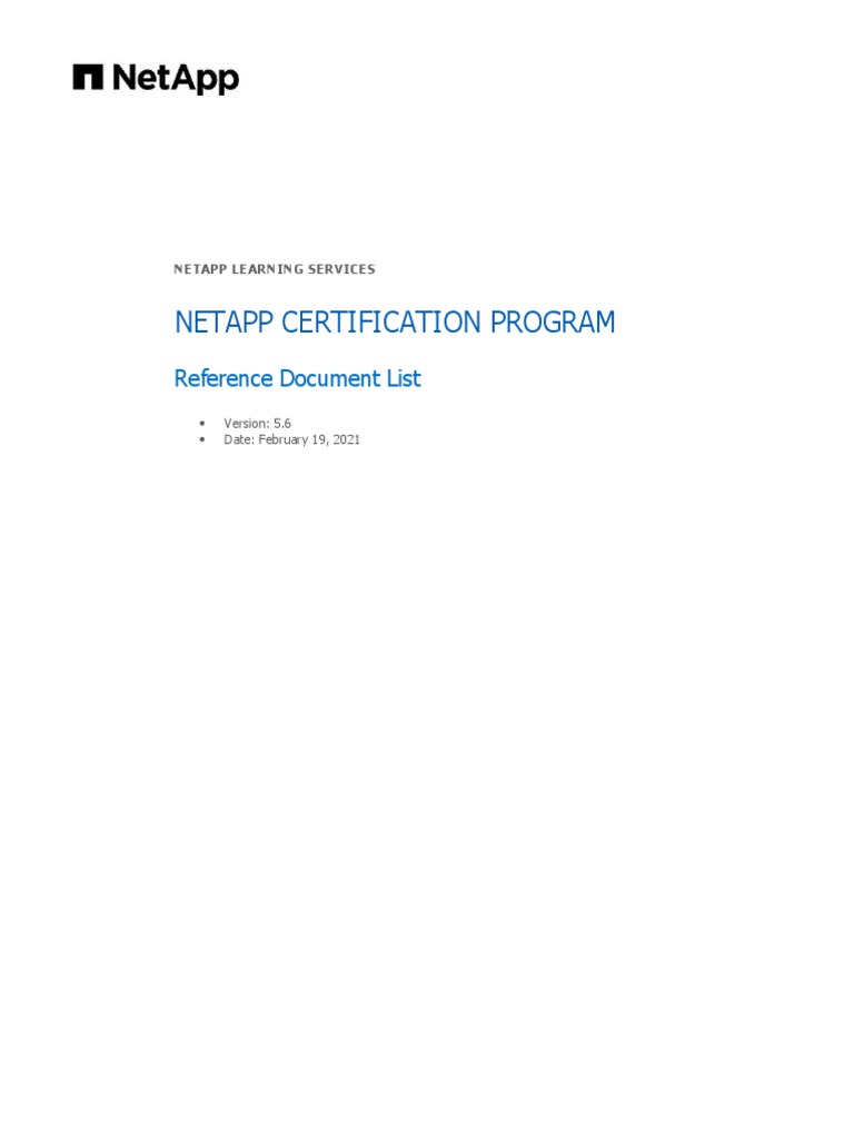 Netapp Certification Program: Reference Document List | Download Free PDF | Cloud Computing | Data