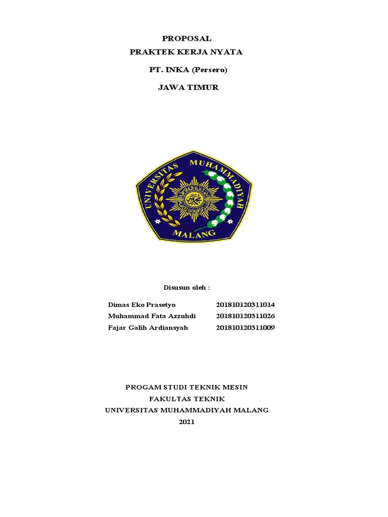 Proposal PKL - PT. INKA | PDF