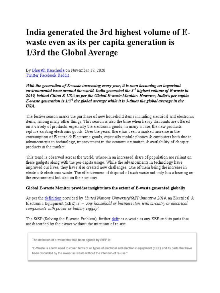 The Global E-Waste Monitor 2020 - ITU | PDF | Electronic Waste | Recycling