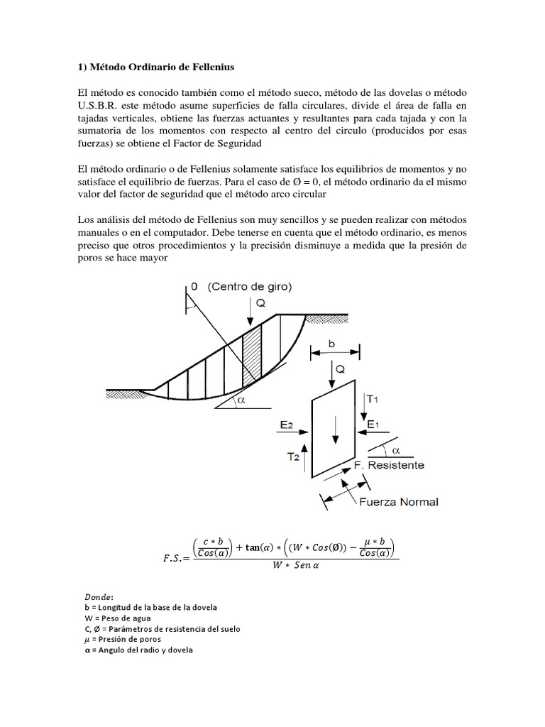 Método de Fellenius en Estabilidad de Taludes | PDF | Métodos y ...