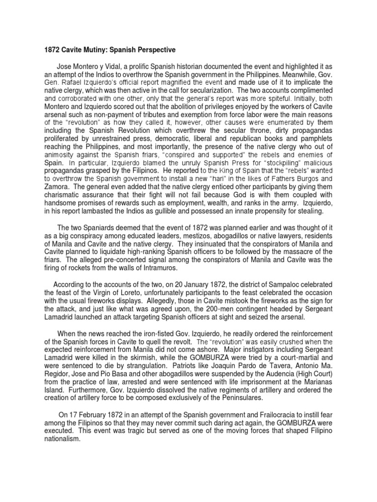1872 Cavite Mutiny: Spanish Perspective | PDF | Philippines