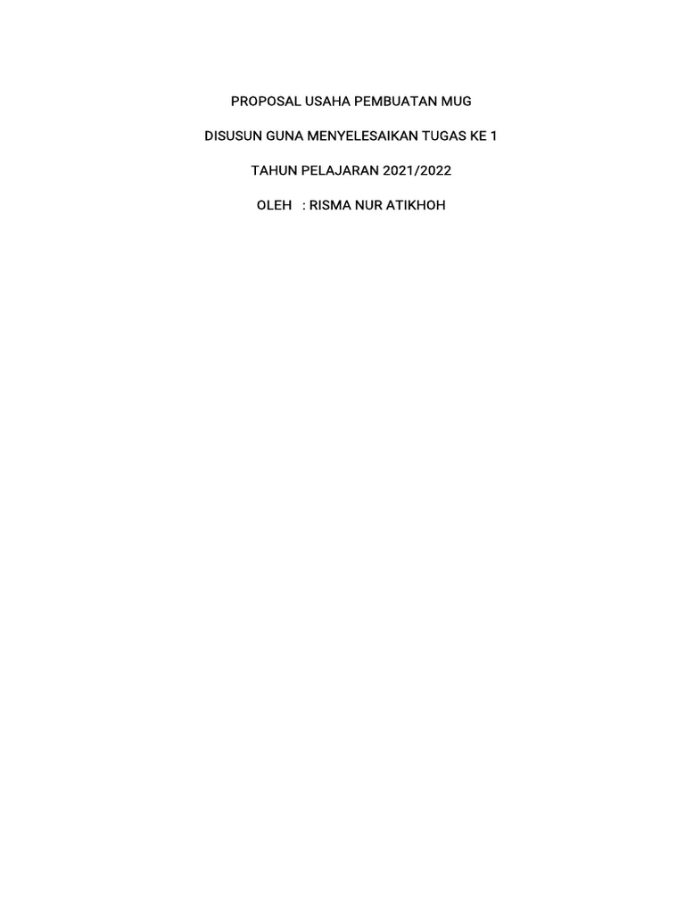 Proposal Usaha Mug Keramik | PDF